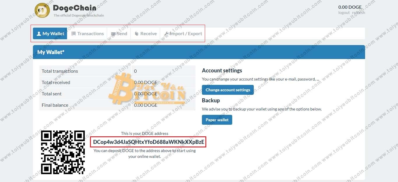 Hướng dẫn cách Tạo & Sử dụng ví Dogecoin trên Dogechain.info từ A - Z